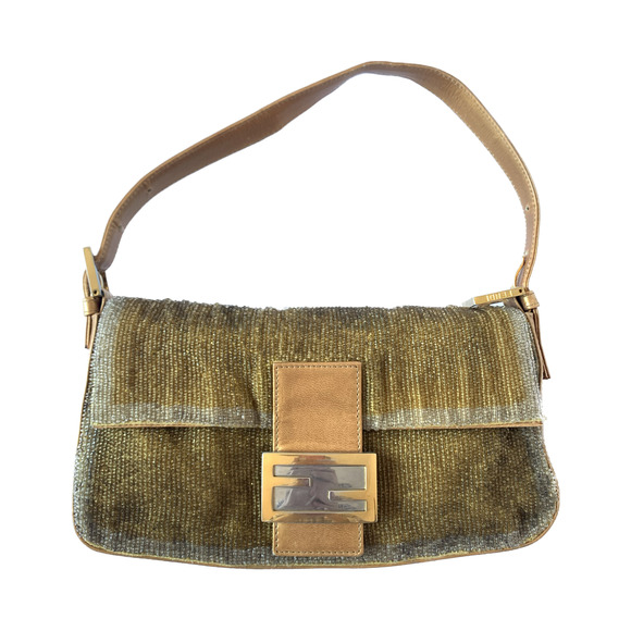 Fendi | Bags | Fendi Baguette In Gold Beads And Gold Iridescent Leather ...